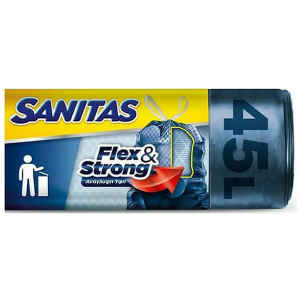 Σακουλες Sanitas Απορριματων Με Κορδονι 42lt Flex&strong 10τεμ ...