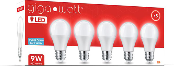 Λαμπτηρες Led Gigawatt Set 5 Tem A60 Ε27 9w 920lm 6500κ - Λαμπες (ANA ...