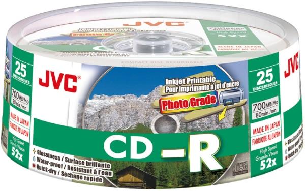 Jvc Cd-r 52x 700mb Photo Waterproof Printable White Inkjet Cakebox ...