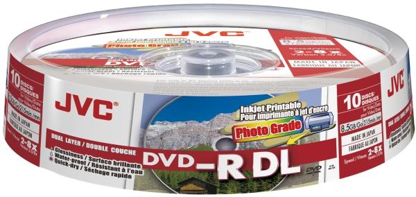 Jvc Dvd-r Dual Layer 8x Photo Printable Waterproof White 8.5gb Cakebox ...