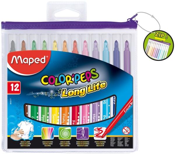 Μαρκαδοροι Ζωγραφικης Maped Plastic Zip Pouch Array 12τεμ - Μαρκαδοροι ...
