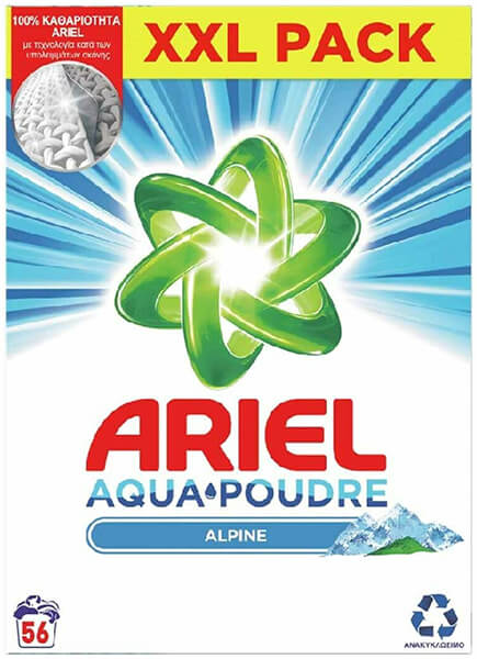 Ariel 81751833 Απορρυπαντικο Ρουχων Σε Σκονη Aqua Poudre Alpine 56 ...