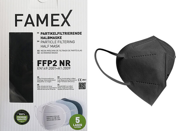 Μασκα Προστασιας Προσωπου Famex Ffp2 Μαυρη 50τμχ - Μασκα προστασιας ...