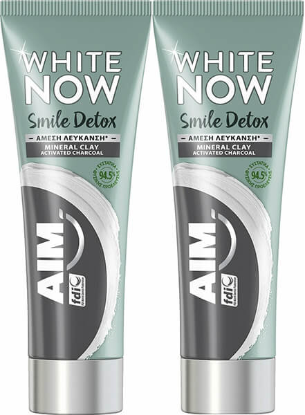 Οδοντοκρεμα Aim White Now Detox Char 75ml 2τεμ - Οδοντοκρεμες (ANA.PRC1631)