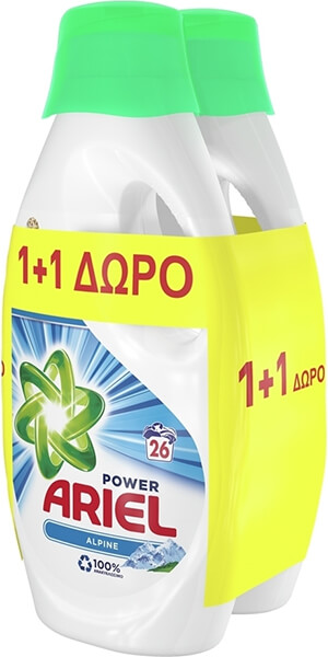 Ariel Υγρο Alpine 52τμχ (26+26 Δωρο) - Προιοντα καθαρισμου (ANA.PRC1746)