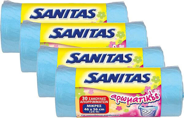 Sanitas Σακουλες Απορριματων Wc Αρωμ Small 120τ (30τ Χ4) - Προιοντα ...