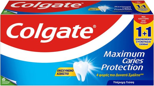Οδοντοκρεμα Colgate Protection Caries 90ml 1+1 Οικονομικη Συσκευασια ...
