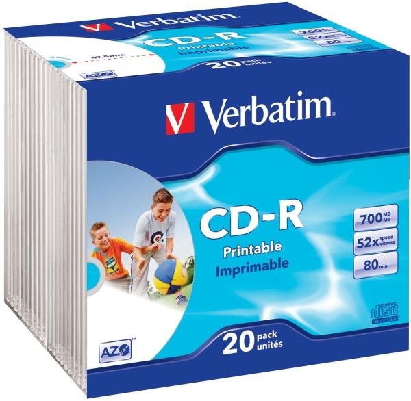 Verbatim Cd-r 700mb 80 Min 52x Dlp Inkjet White Full Surface Printable ...