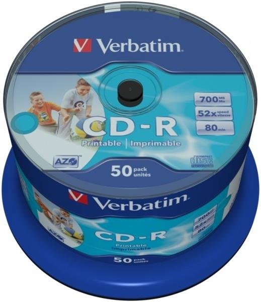 Verbatim Cd-r 80min - 700 Mb 52x Dlp Wide Printable Cakebox 50pcs ...