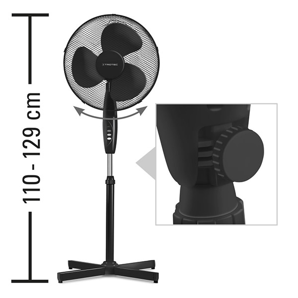 Ανεμιστηρας Ορθοστατης 50w Trotec Tve18s 16'' 3φτ Μαυρο - Ανεμιστηρες ...