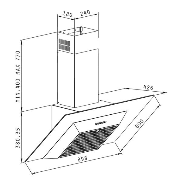 Απορροφητηρας Pyramis Affiuso 90cm - Απορροφητηρες (HAP.708605)