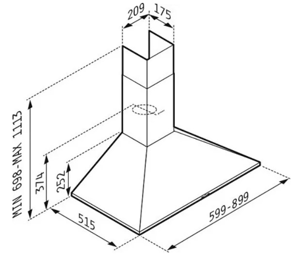 Απορροφητηρας Pyramis Καμιναδα Τετραγωνη Plus 90cm - Απορροφητηρες (HAP ...