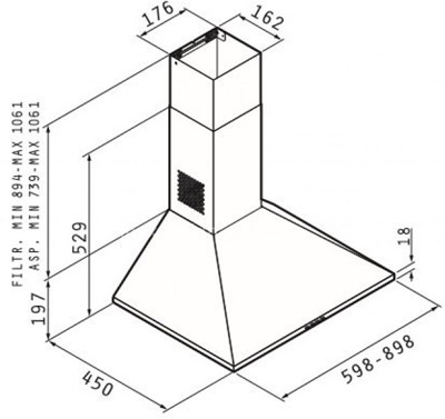 Απορροφητηρας Pyramis Καμιναδα Τετραγωνη Lux 90cm - Απορροφητηρες (HAP ...
