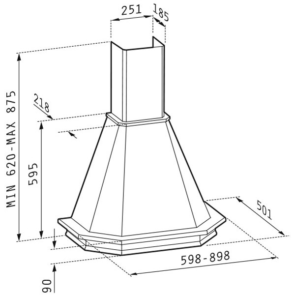 Απορροφητηρας Pyramis Καμιναδα Ρουστικ 90cm - Απορροφητηρες (HAP.708623)