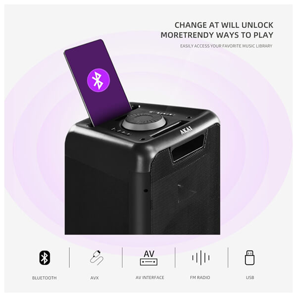 Akai Party BOX 800 Φορητο Bluetooth Party Speaker Με LED TWS 60W RMS ...