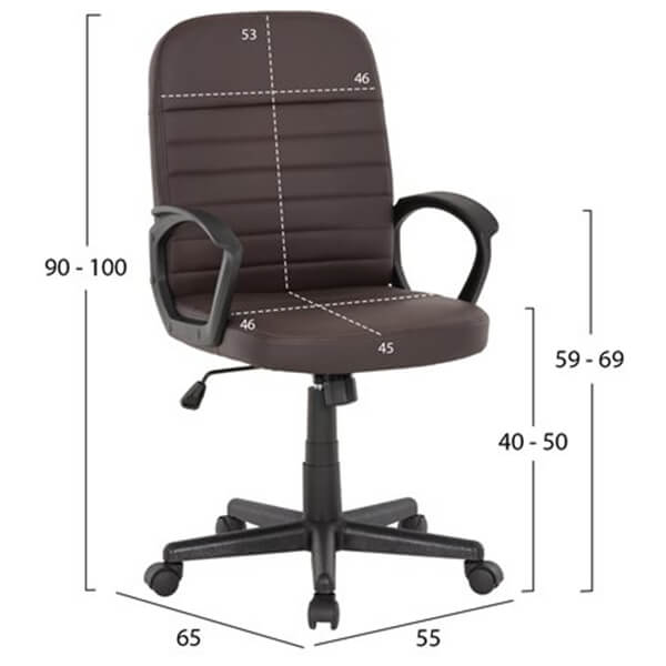 Καρεκλα Γραφειου Theoni Hm1189.02 PU Δερμα Καφε Χρωμα-μαυρα Μπρατσα ...