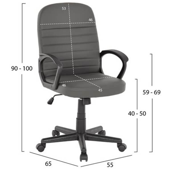Καρεκλα Γραφειου Theoni Hm1189.10 PU Δερμα Γκρι Χρωμα-μαυρα Μπρατσα ...