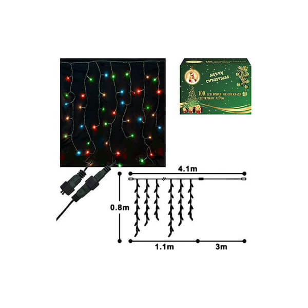 100 LED Χρωμ. Εξωτερικα Βροχη-επεκταση L.v. (δεν Περιεχεται Ο ...