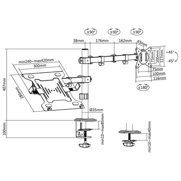 Logilink Bp0175 Monitor Mount 17-32'', 10-15.6'' Notebooks/tablets ...