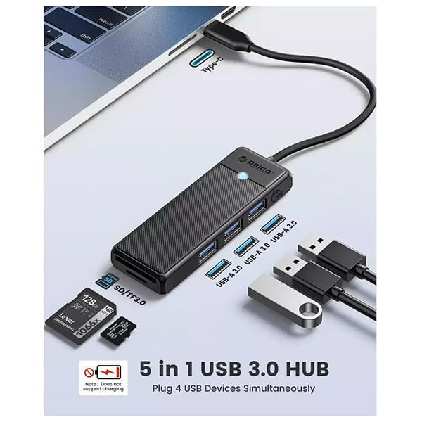 Orico Papw3at-c3-015-bk-ep HUB 4in1 USB A3.0x3+tf/sd3.0x1 - Usb hub ...