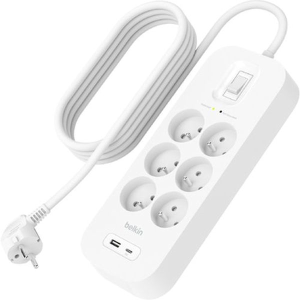 Belkin Plugboard 6-socket + 1xusb-a 1xusb-c 650 2M - Ηλεκτρικα (PER.253375)
