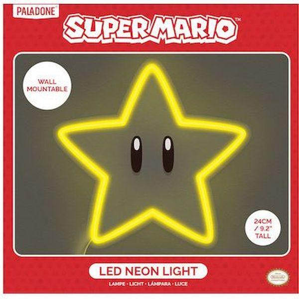 Paladone: Super Mario - Super Star Wall Mountable LED Neon Light ...