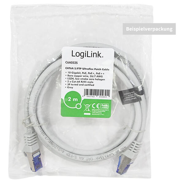 Logilink C6a092s Cat.6a S/ftp Ultraflex Patch Cable 10M Grey - Καλωδιο δικτυωσης (PER.522012)