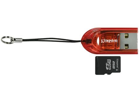 Kingston USB Microsd Reader RED + 2GB Micro SD Card - Ειδικες μνημες ...