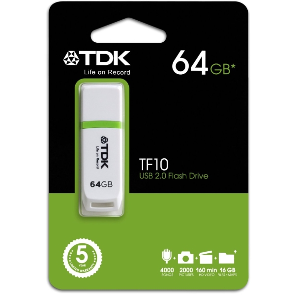 TDK Tf10 64gb Usb2.0 Flash Drive White - Μνημες usb (PER.556677)