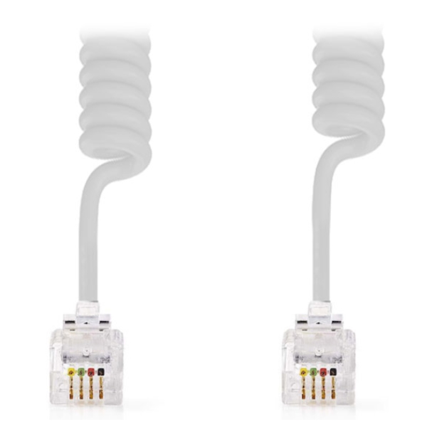 Nedis Tcgp90100wt20 Telecom Cable Rj10 Male - Rj10 Male 2M White ...
