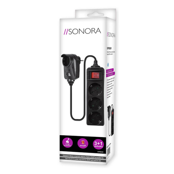 Sonora S1psb301 Πολυπριζο 3+1 Θεσεων Με Προστασια Υπερτασης ΚΑΙ On/off ...