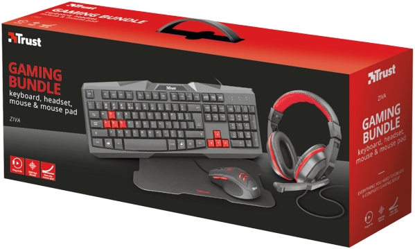 Trust 22199 Gaming ΣΕΤ Πληκτρολογιο Ποντικι Ακουστικα Mousepad Ziva 4 ...