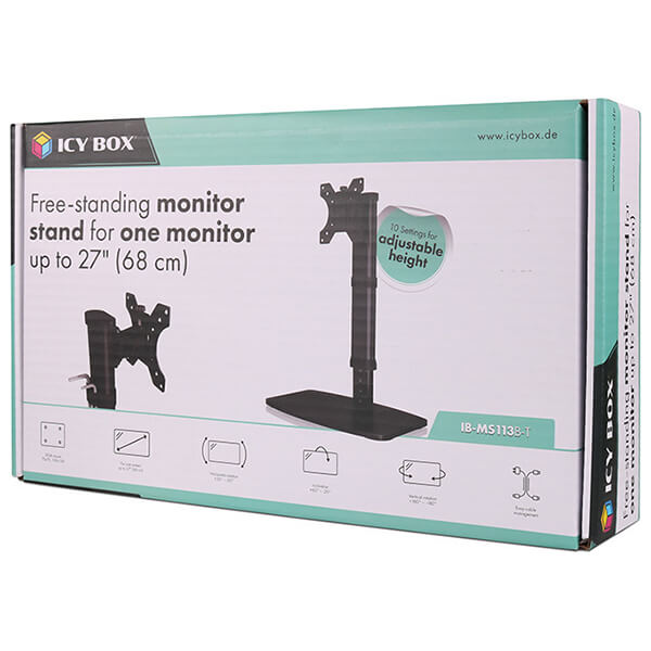 ICY BOX Ib-ms113b-t Free-standing Monitor Stand For ONE Monitor UP TO ...