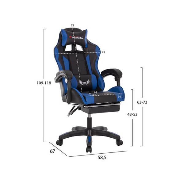 Καρεκλα Γραφειου Gaming Fernando Hm1182.08 Μαυρο Μπλε PU 58,5x67x118 CM ...