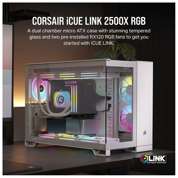 Case Corsair 2500x Icue Link RGB Dual Chamber Tempered Glass Midi-tower ...