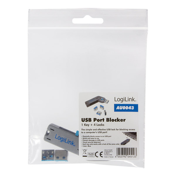 Logilink Au0043 USB Port Blocker (1X KEY AND 4X Locks) - Converters ...