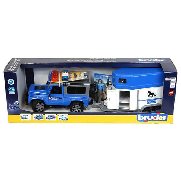 Bruder Land Rover Defender Police Vehicle AND Horse Trailer ...