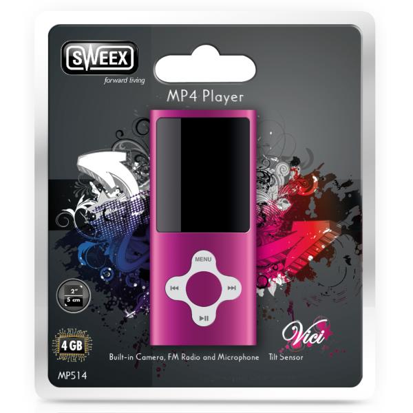 Sweex Vici MP4 Player Pink 4GB - Mp3 player (PER.803439)