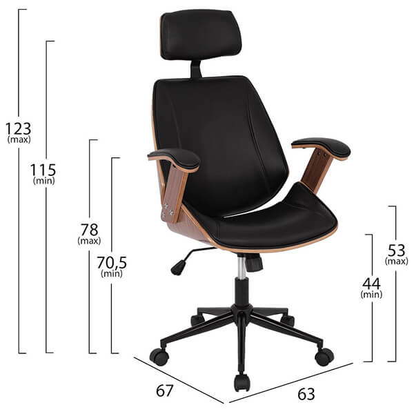 Καρεκλα Γραφειου Διευθυντικη Superior PRO Hm1109.01 Καρυδι-μαυρo PU ...
