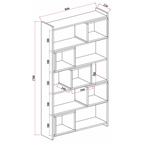 Βιβλιοθηκη Μελαμινης Clark Hm9118.01 Καρυδι-γκρι 80x22x170υ ΕΚ ...