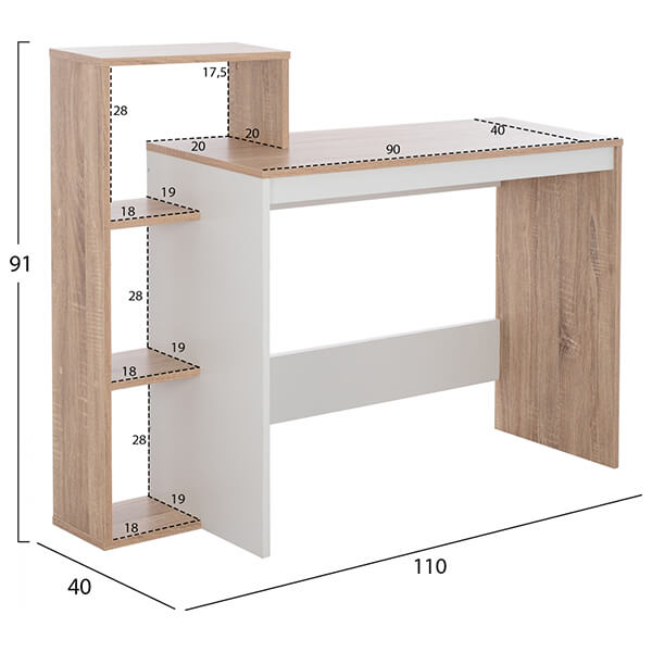 Γραφειο Με Βιβλιοθηκη Bradley Hm8755 110x40x91υ ΕΚ. - Επιπλα γραφειου ...