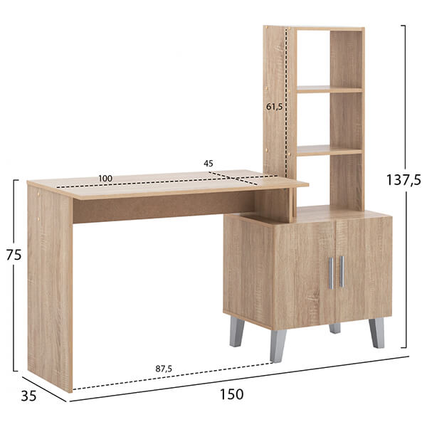 Γραφειο Με Ντουλαπι Cherish Hm2261.02 Sonama 150x45x137,5 ΕΚ. - Επιπλα ...