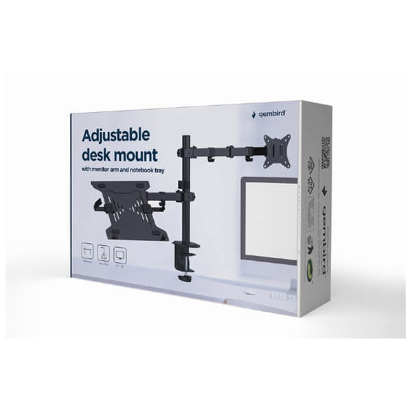 Gembird Ma-da-03 Adjustable Desk Mount With Monitor ARM AND Notebook ...