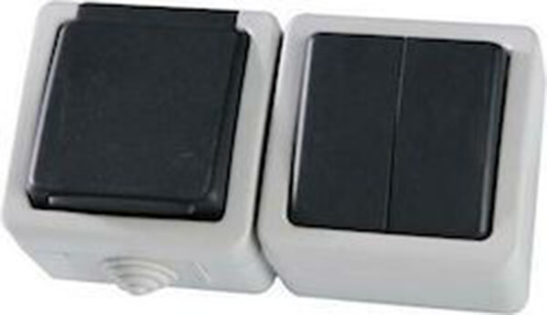 Eurolamp 147-16216 Διακοπτης Κ/R Α/R KAI Πριζα Σουκο Γκρι Ip54 ...