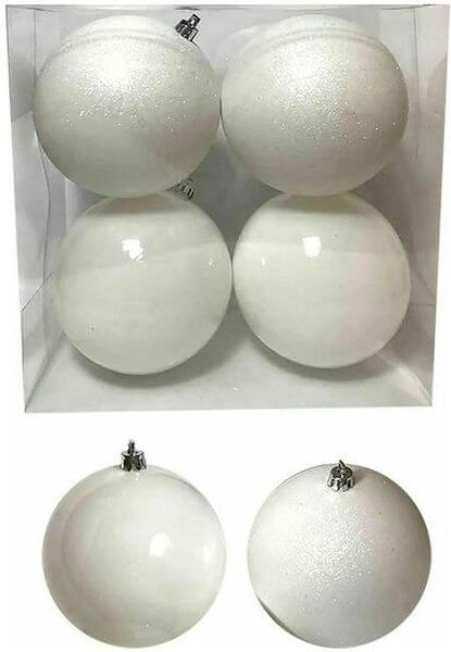 Μπαλες Λευκες Shiny & Glitter Πακ=4τεμ Φ10 Φ10cm - Lifestyle gadgets ...