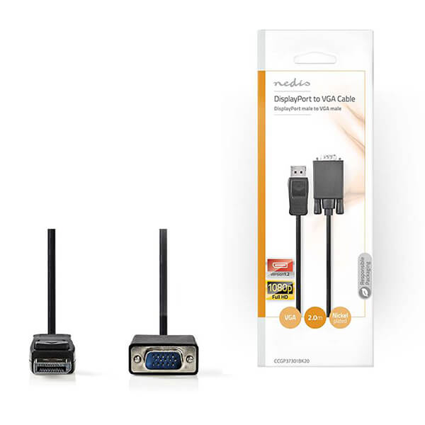 Nedis Ccgp37301bk20 Displayport - VGA Cable Displayport Male - VGA Male ...
