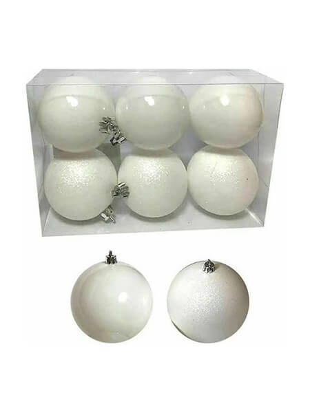 Μπαλες Λευκες Shiny & Glitter 6τεμ Φ7 Φ7cm - Lifestyle gadgets (PER.223858)