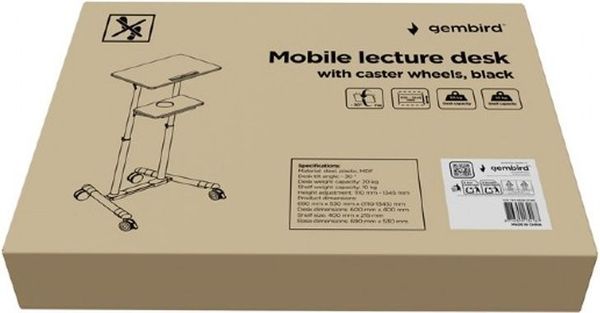 Gembird Mobile Lecture Desk With Caster Wheels Black Tvs-desk-01-bk ...