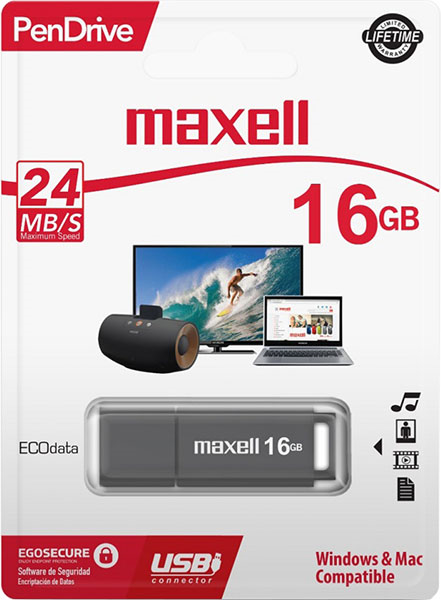 USB Stick Maxell Ml-usb-pendrive-16gb Black - Μνημες usb (PER.581544)