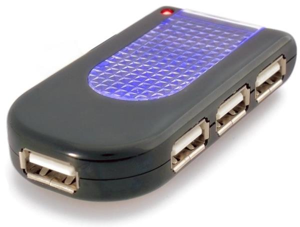 Belkin USB 2.0 Lighted Travel 4-port HUB Black - Usb hub (PER.660221)